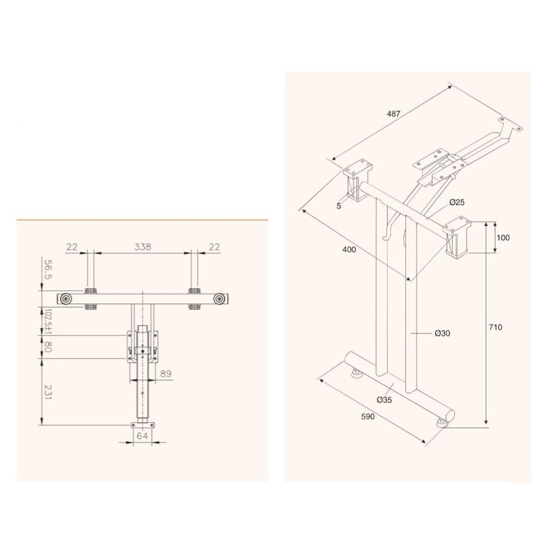 Konštrukcia na sklápací stôl FOLD / Čierna